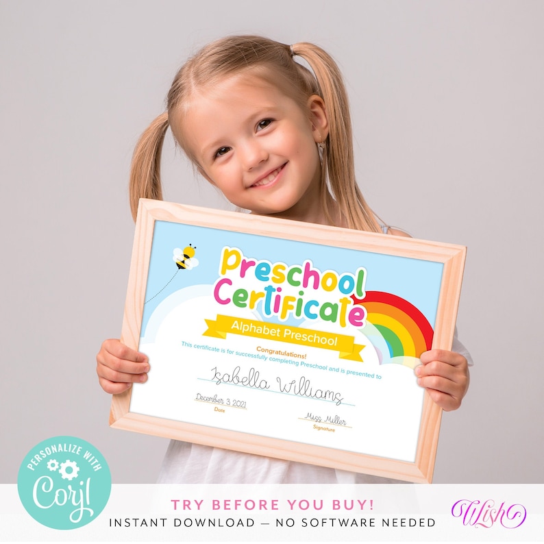 Editable Preschool Graduation Certificate Sign for Preschool - Etsy