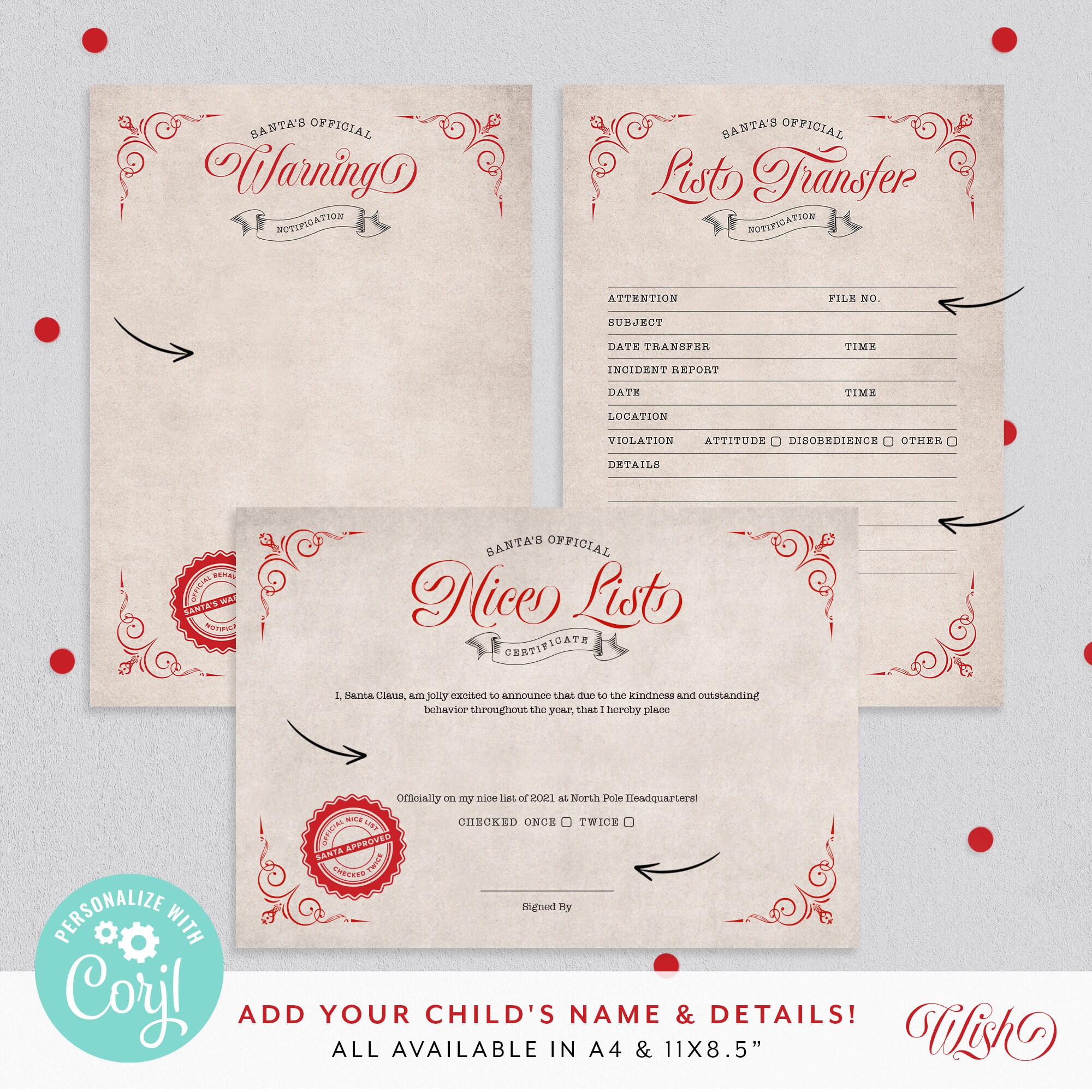 Santa Claus Bundle, Letter From Santa, Nice List Certificate, Warning ...