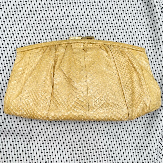 Vintage Mastercraft Butter Yellow Eel Skin Clutch Pur… - Gem