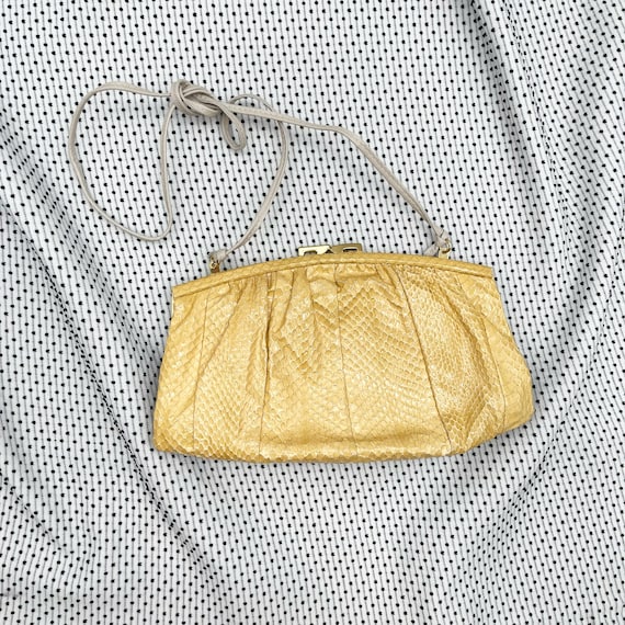 Vintage Mastercraft Butter Yellow Eel Skin Clutch Pur… - Gem