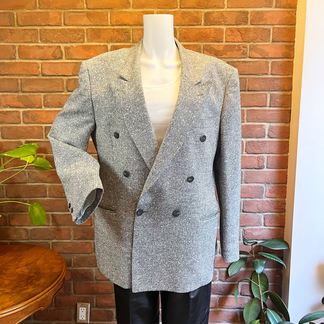 Tip Top Tailor Club International Double Breasted B&W Tweed Blazer ...