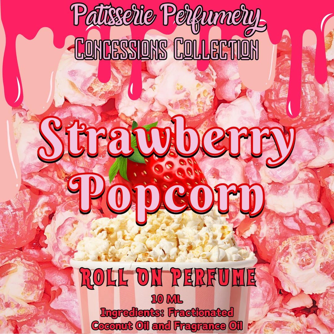 10 ML Strawberry Popcorn Perfume Oil- Strawberry, Sugar, Popcorn ...