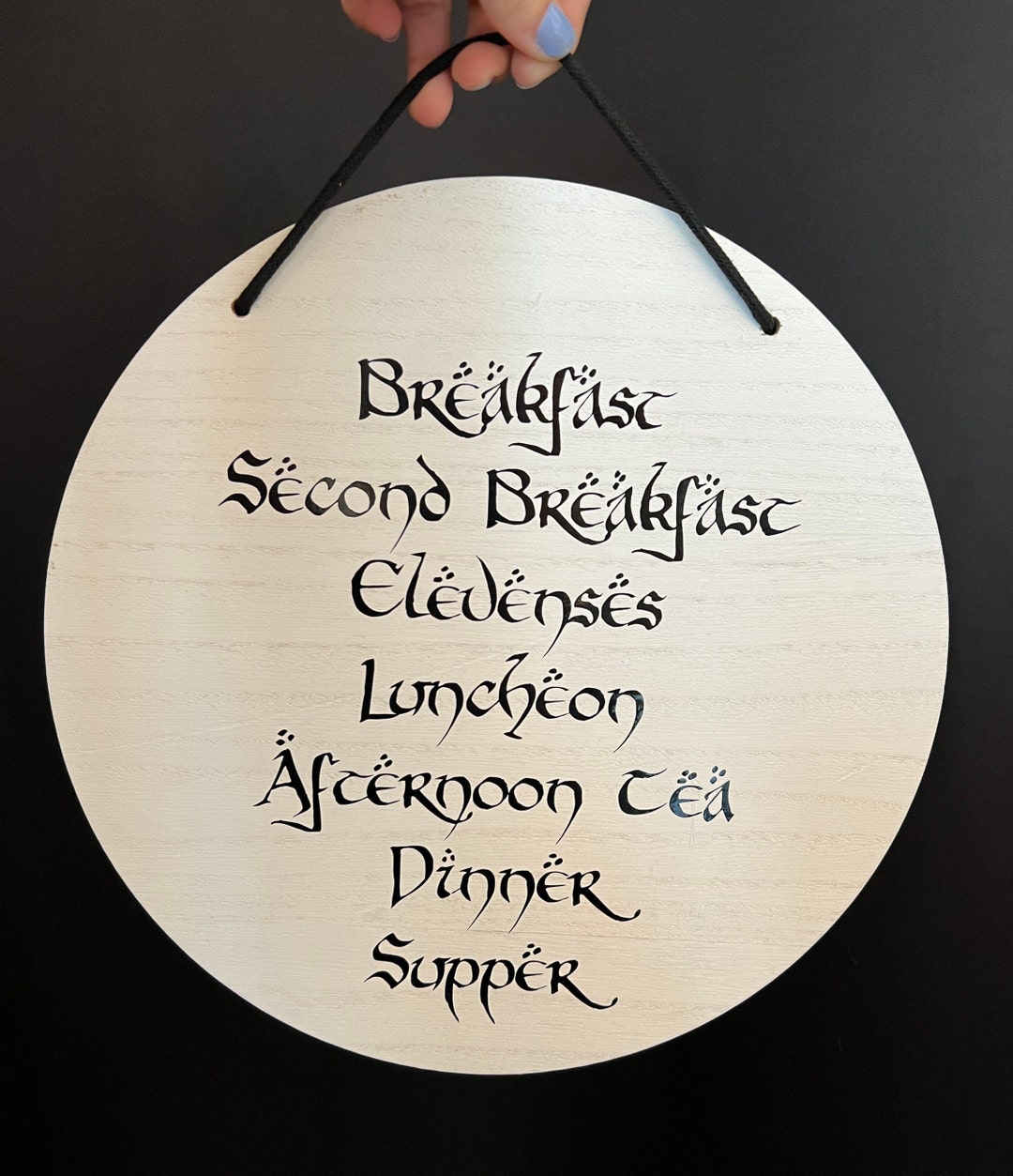 Hobbit Meal Menu Tolkien Lord of the Rings Wood Circle Sign - Etsy