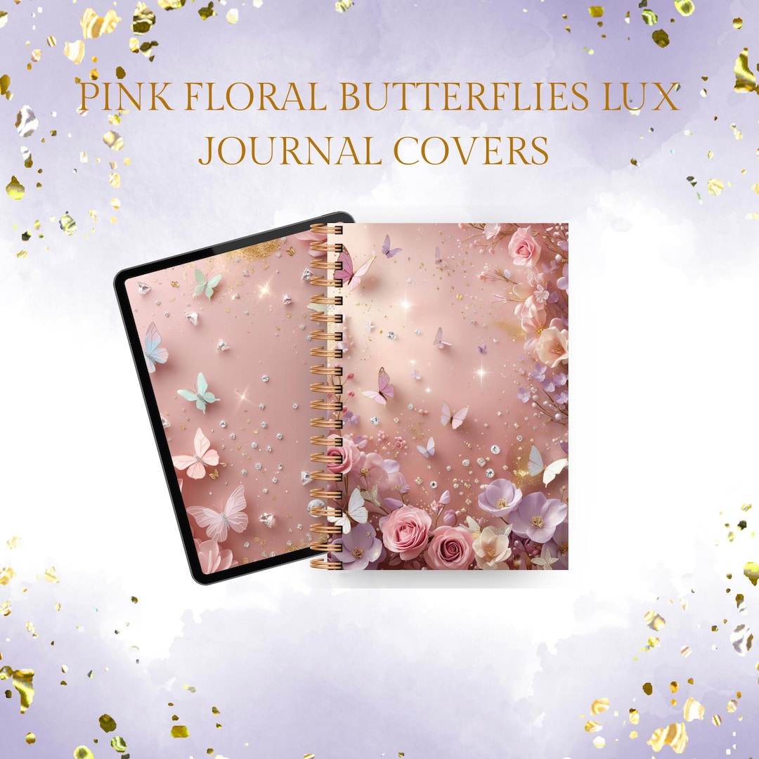 Pink Floral Butterflies Journal Cover I Planner Cover PNG I Notebook ...