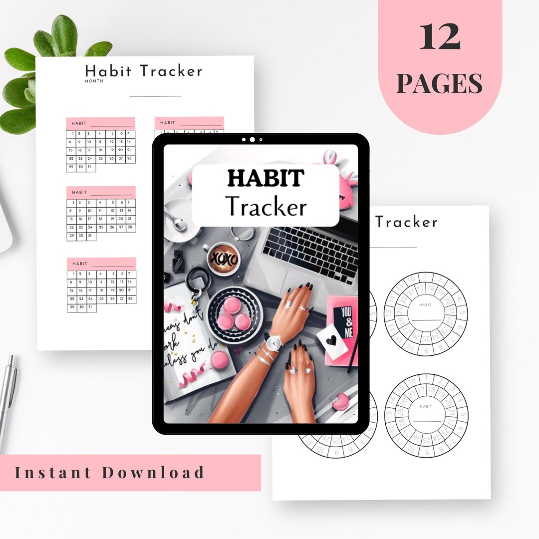 Printable Digital Habit Tracker | Monthly Habit Tracker PDF | Wellness ...