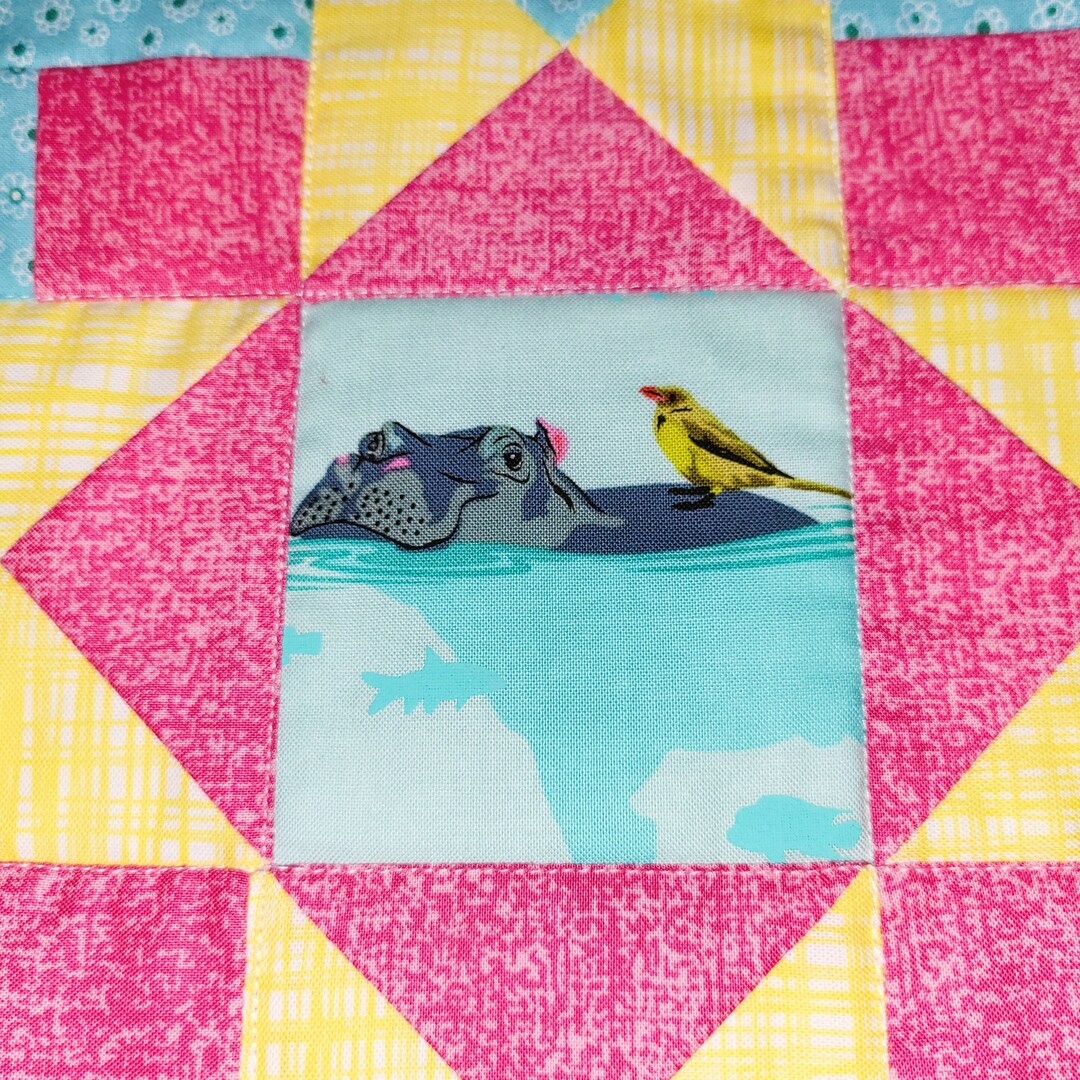 Best Friends Mug Rug Using Tula Pink Fabric Handmade Hippo Bird Pink ...