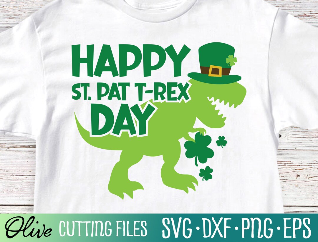 Happy St Patricks T-rex Svg, Funny St Patricks Day Dinosaur Svg, School St. Patricks, Cameo ...