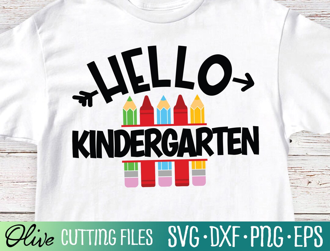 Hello Kindergarten Svg, Crayon Back to School Svg, First Day of School ...