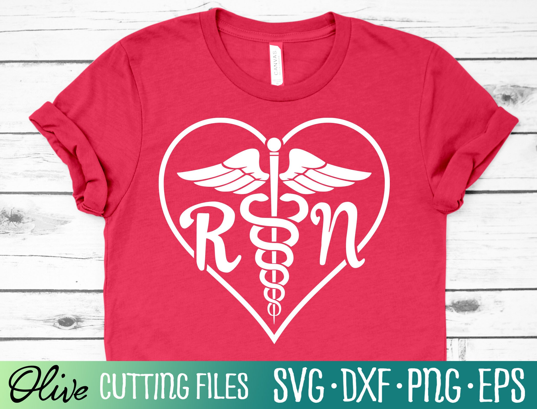 RN Svg Nurse Valentine Svg RN Gift Svg Caduceus Svg Files | Etsy