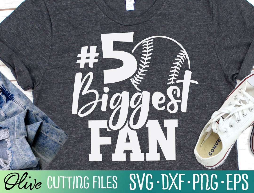 Number 5 Biggest Fan Baseball Svg, Baseball Mom Svg, Baseball Svg ...