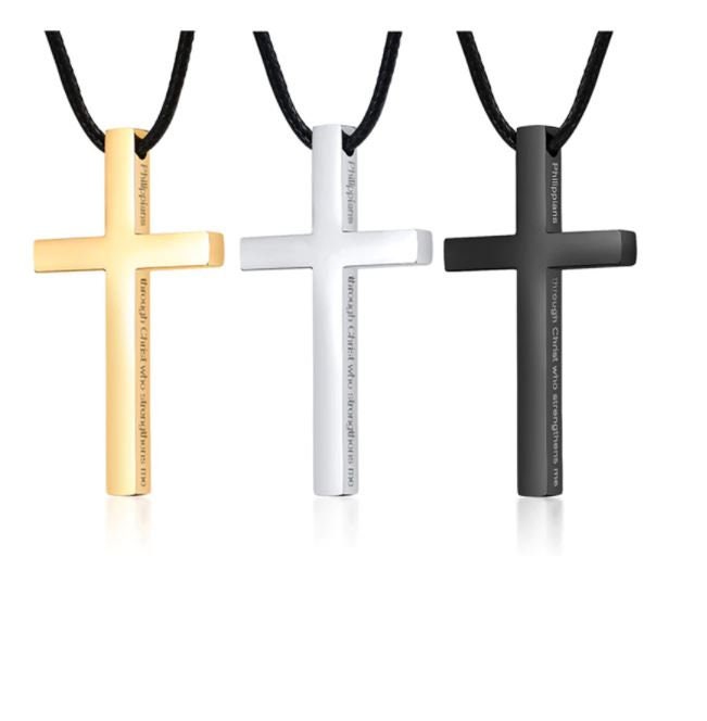 Christian Cross Pendant Necklace With Scripture on Side | Etsy