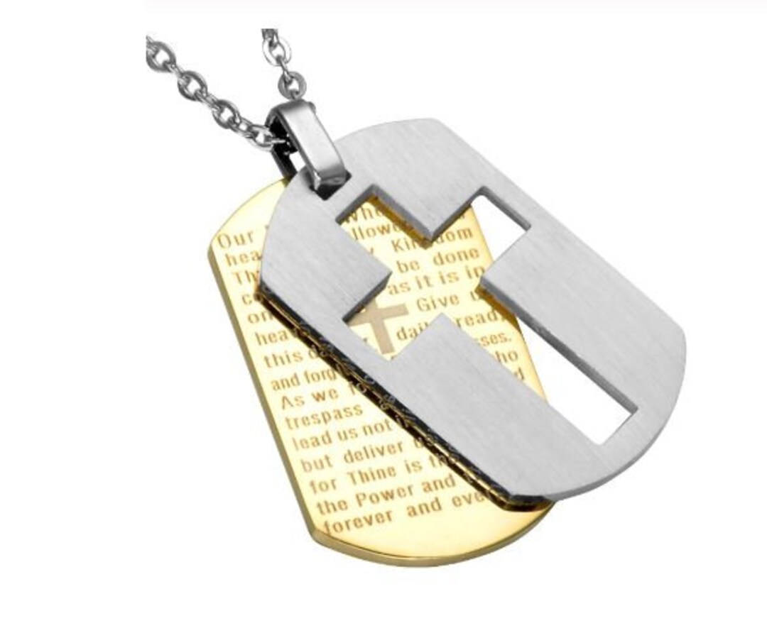 Lord's Prayer Shield Cross Armor of God Men's Stainless Steel Pendant ...