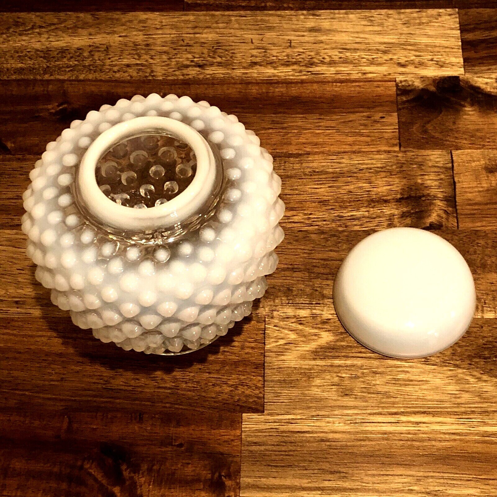 Vintage French Opalescent Hobnail Fenton Ginger Jar With Lid 4-1/2 Tall ...