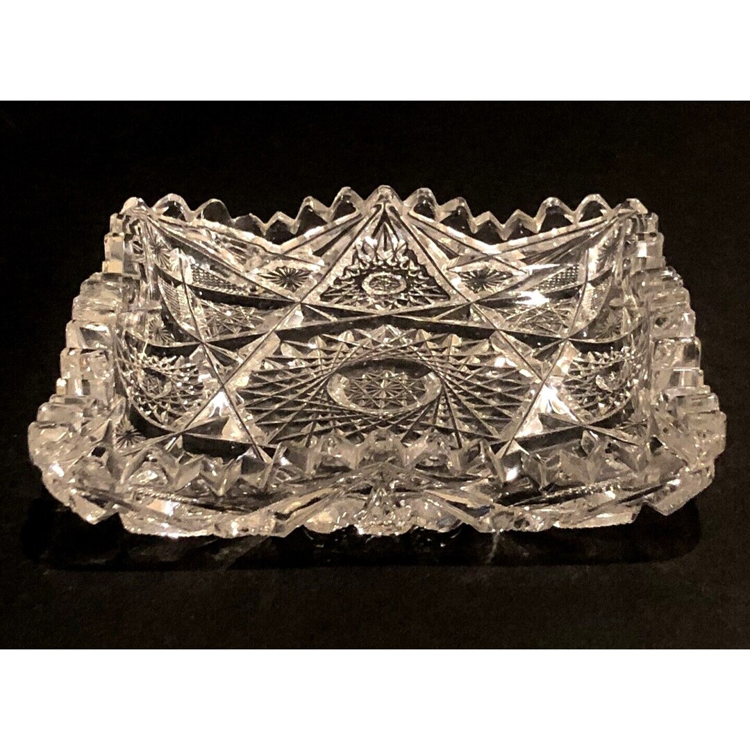 Beautiful Vintage Clear Cut Glass Square Candy Dish / Ash Tray 5-1/2 ...