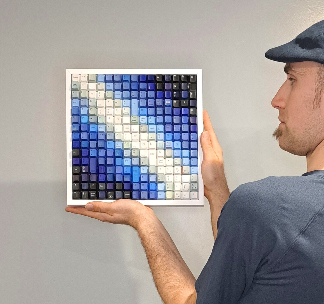 Pixels-blue/original Art/computer Keys Artwork/wall Décor/gift for ...