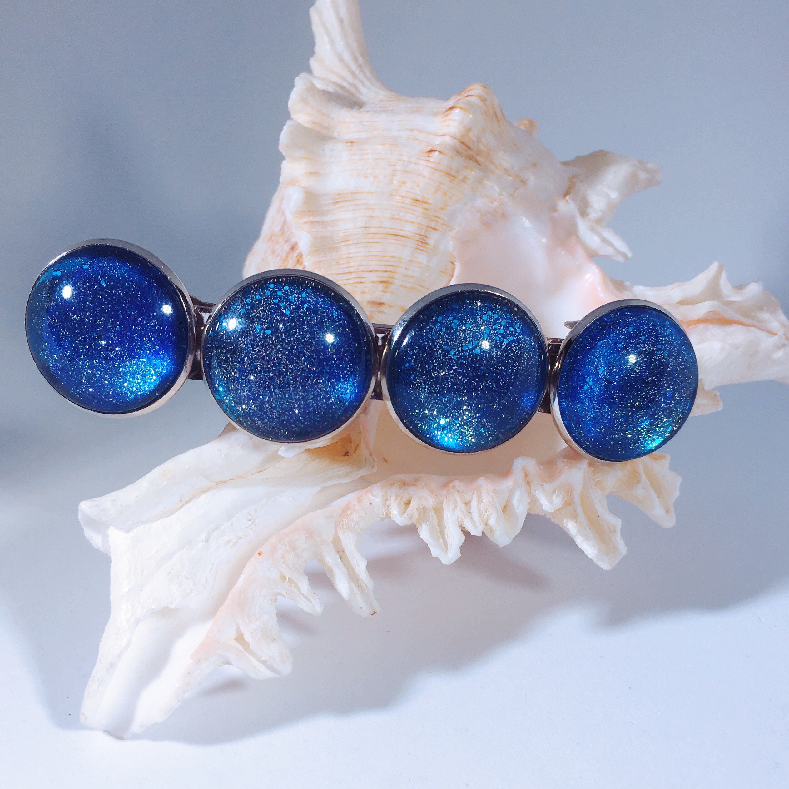 Blue barrette, sparkle barrette, silver barrette, barrettes for women ...