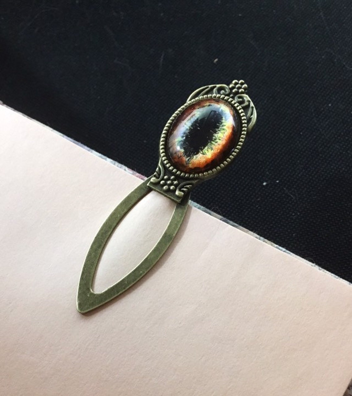 Hand Painted Dragon Eye Bookmark Orange/yellow, Book Lover Gift, Unique ...