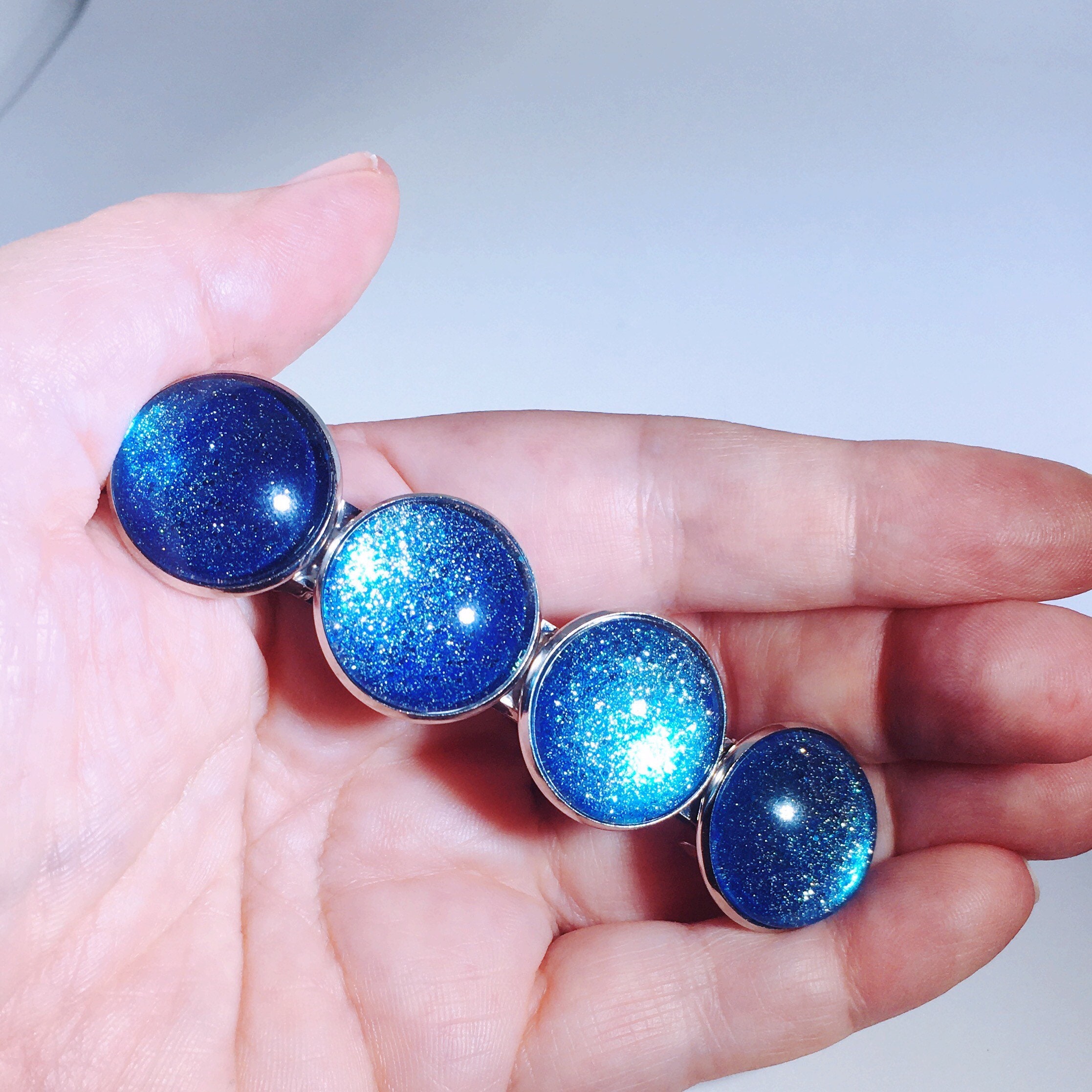 Blue barrette, sparkle barrette, silver barrette, barrettes for women ...