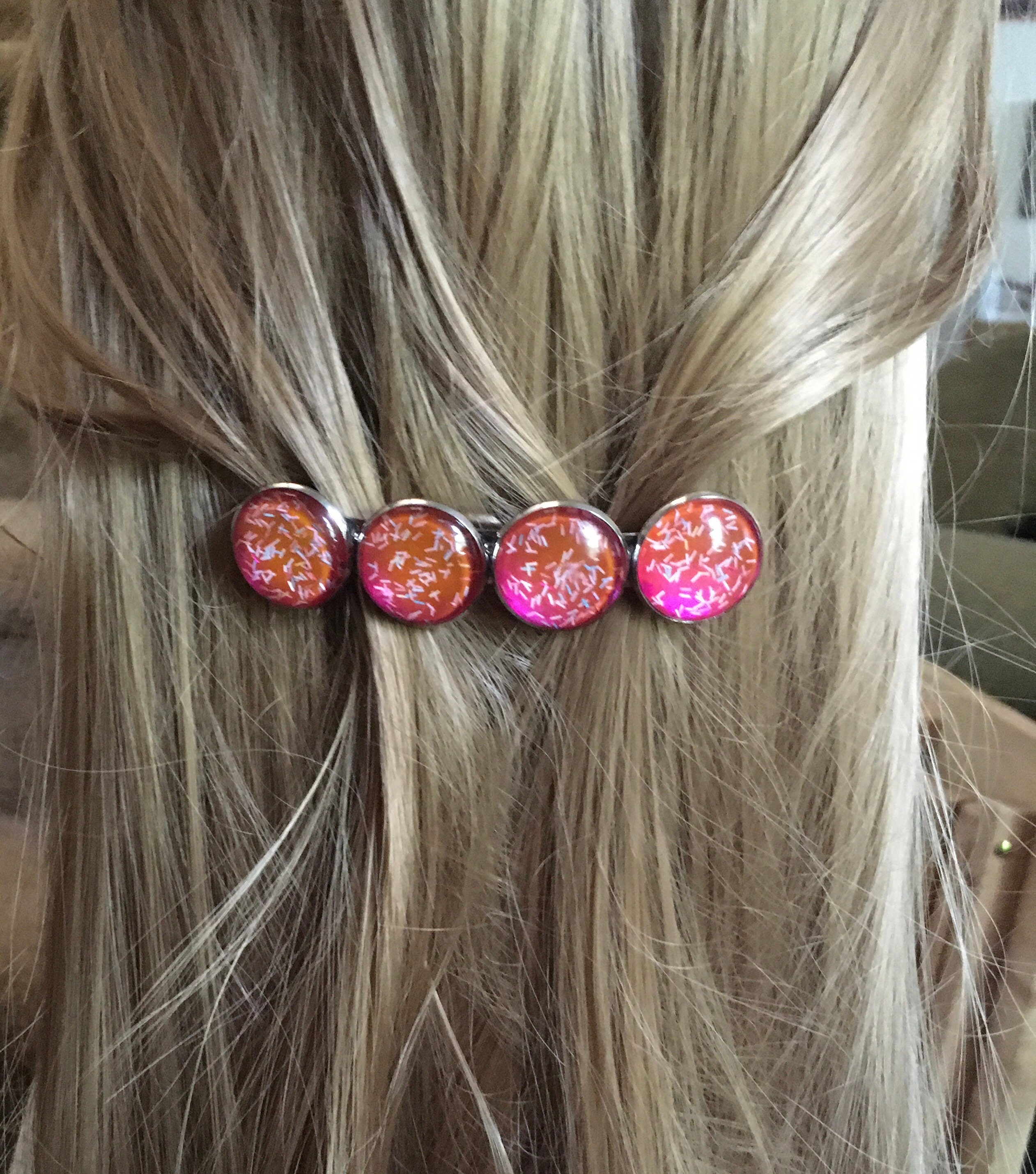Pink barrette, glitter barrette, barrettes for women, barrettes for ...