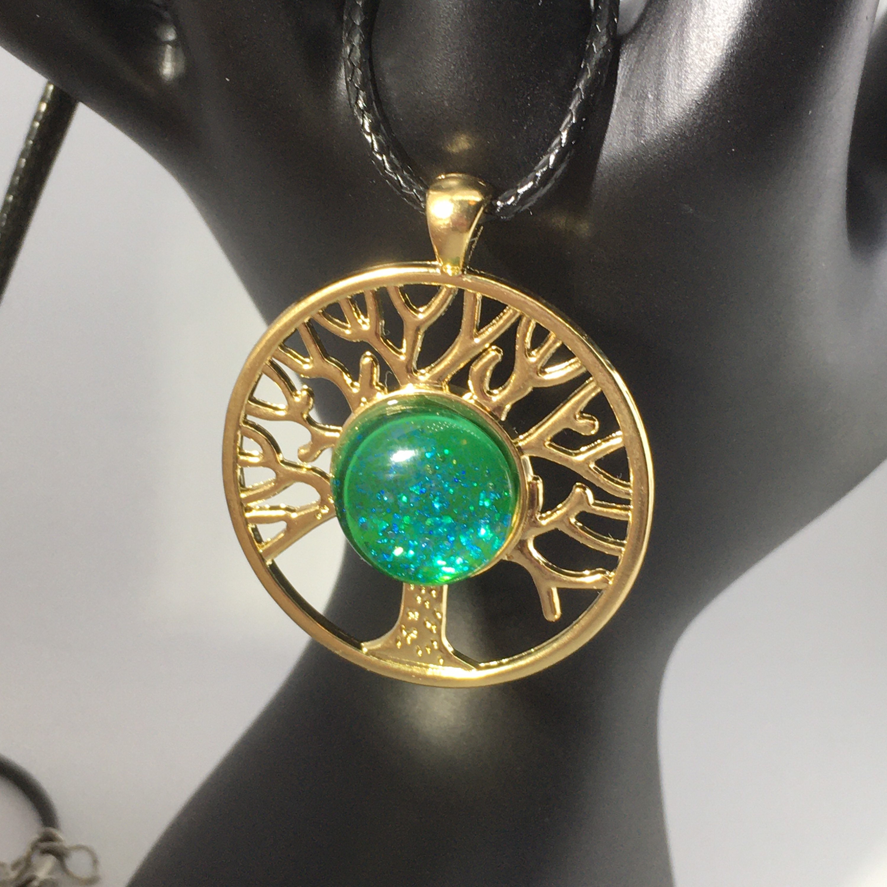 Gold tree of life necklace, gifts for women, for her, green tree of ...