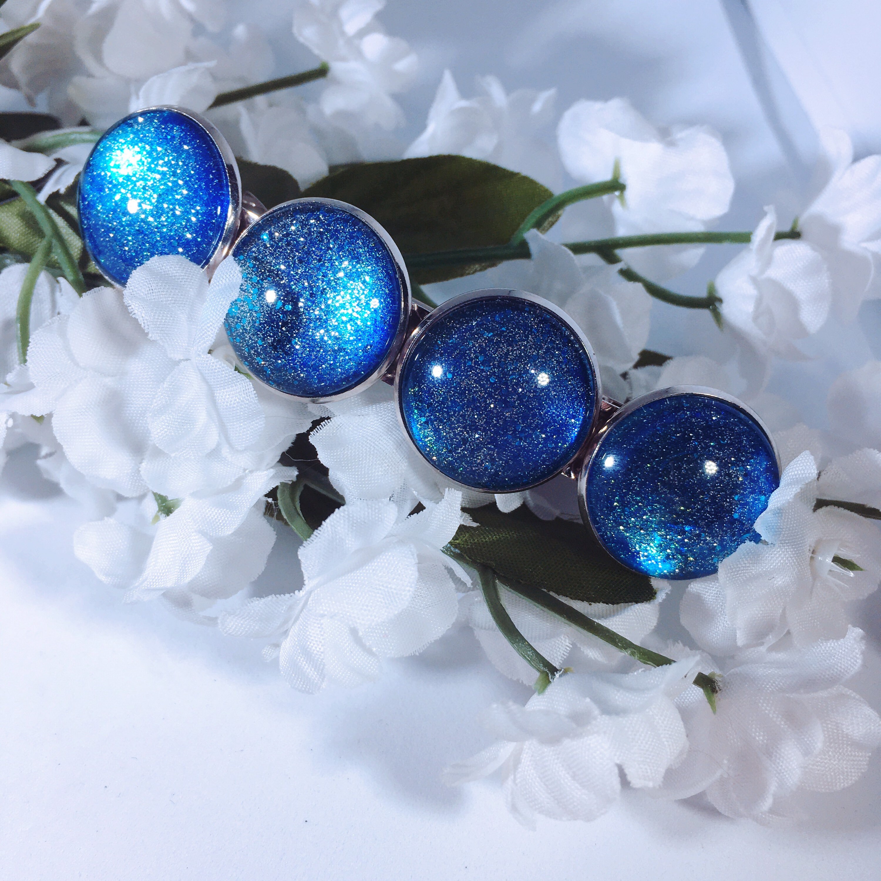 Blue barrette, sparkle barrette, silver barrette, barrettes for women ...
