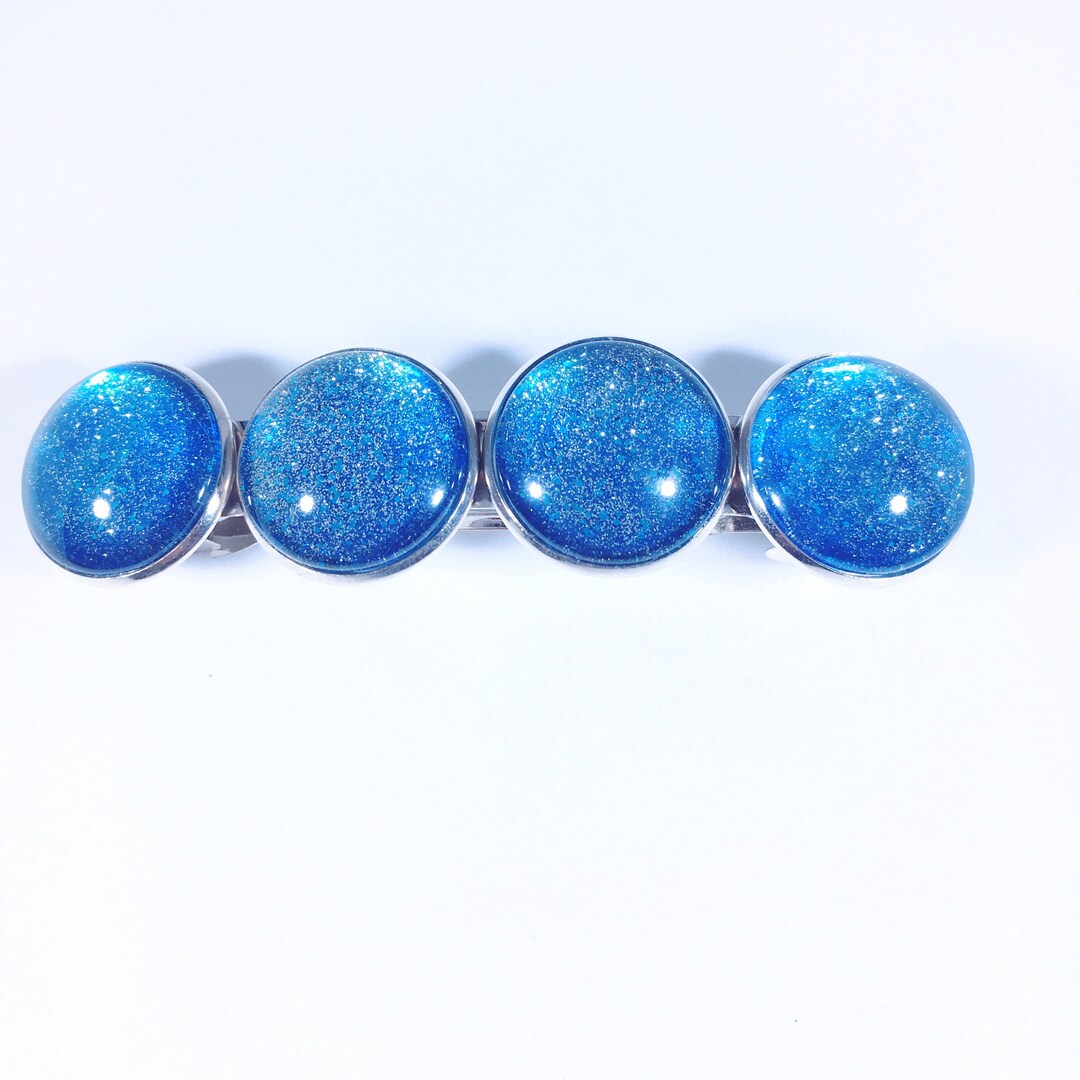 Blue barrette, sparkle barrette, silver barrette, barrettes for women ...