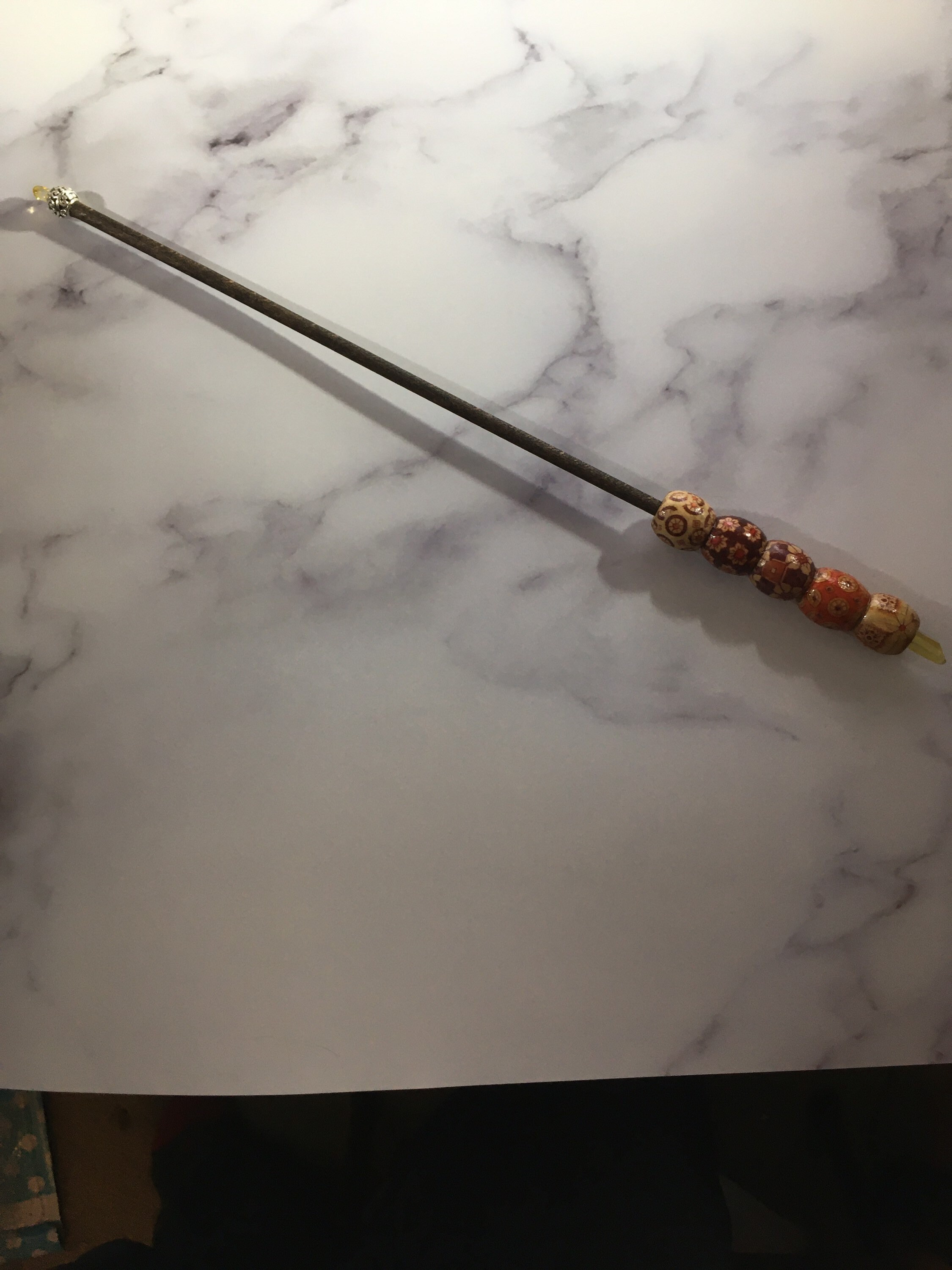 Wood Wand With Silver Tip and Yellow Crystals - Etsy
