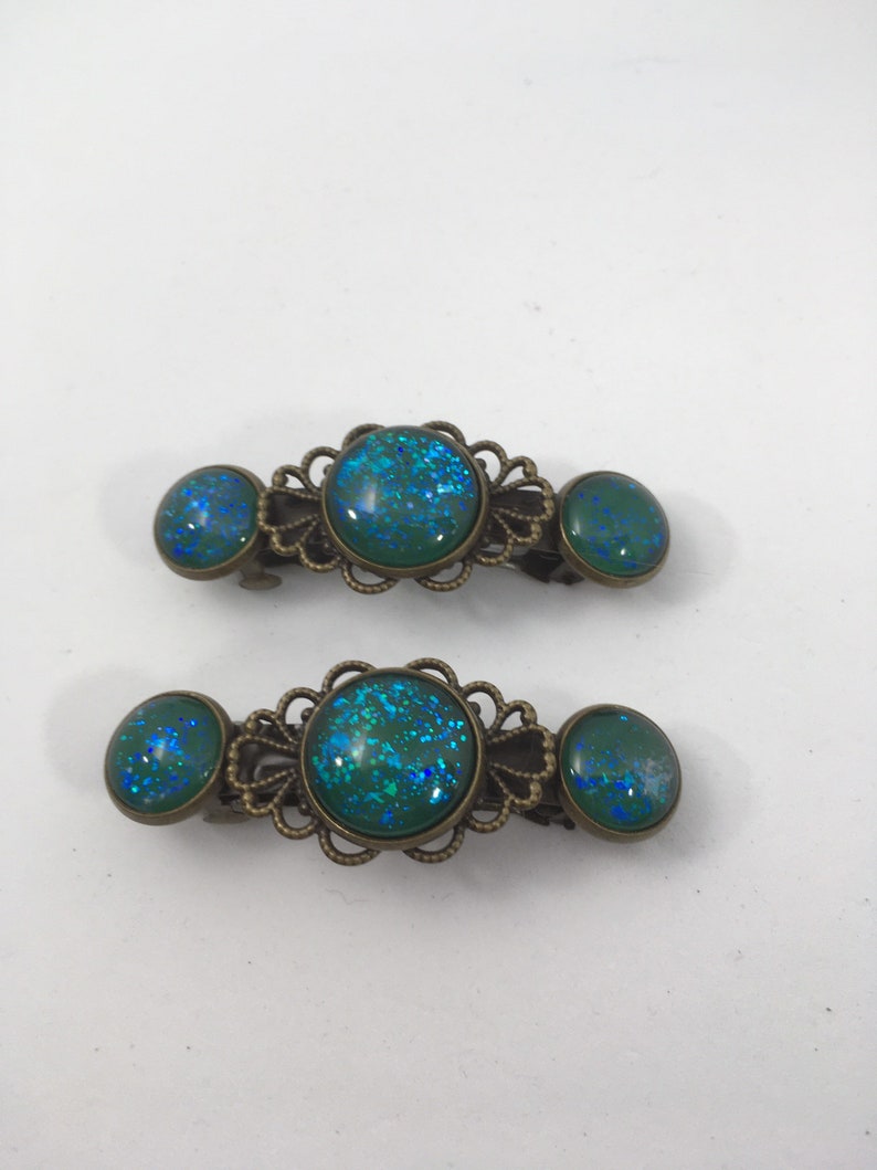 Small Barrettes Set of Two. Hand Painted. - Etsy