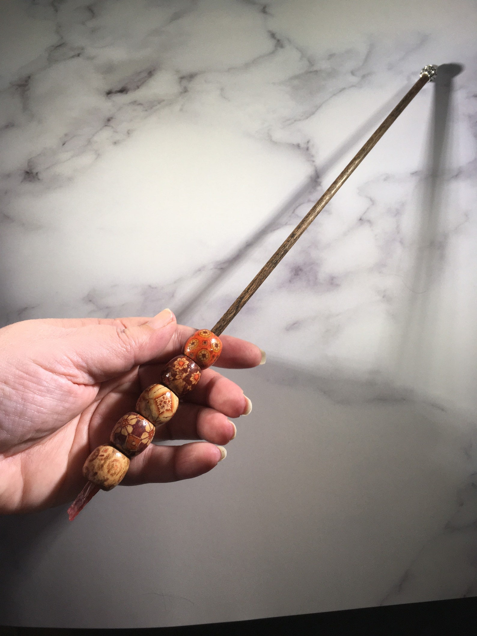 Wooden Wand With Crystals and Silver Beaded Tip - Etsy