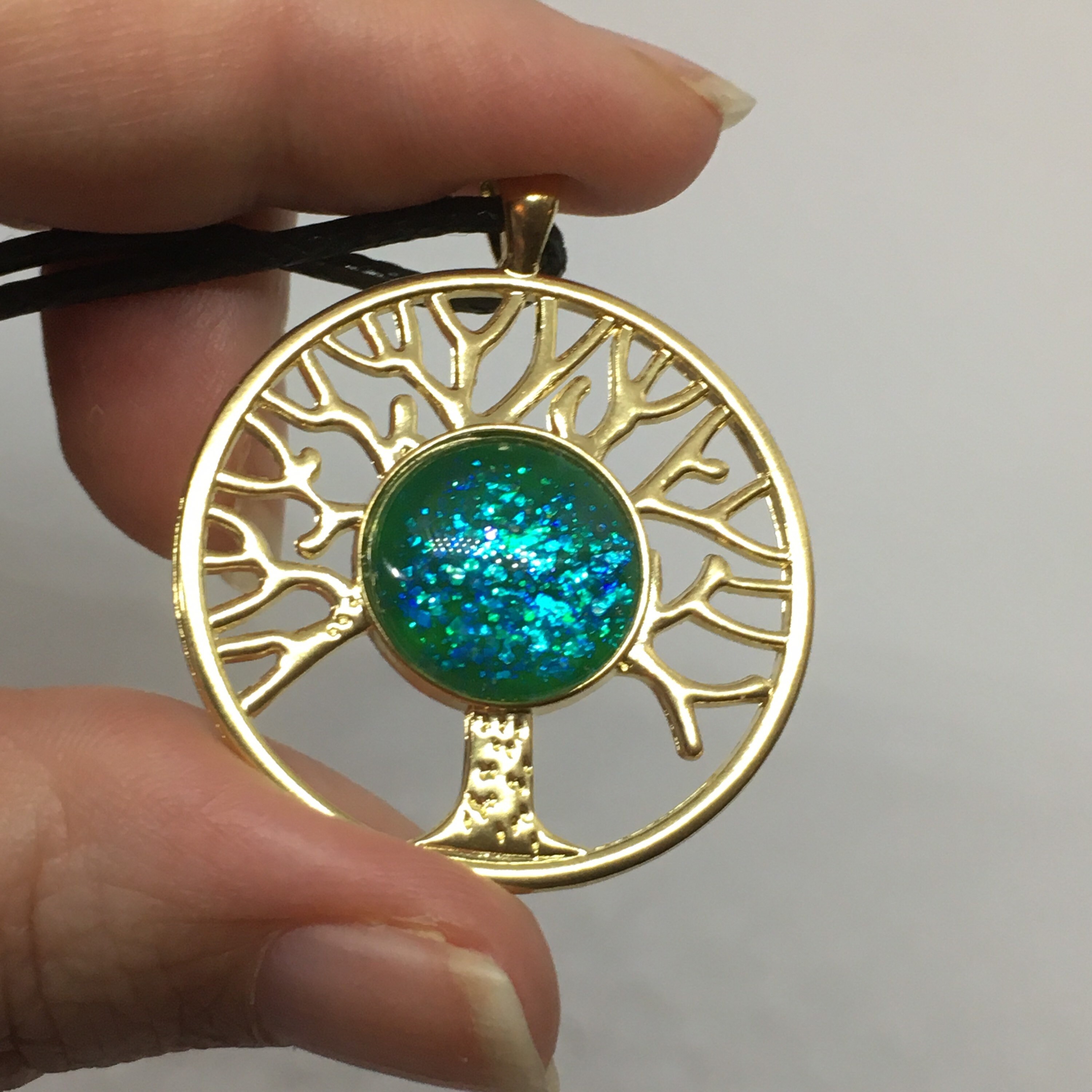 Gold tree of life necklace, gifts for women, for her, green tree of ...