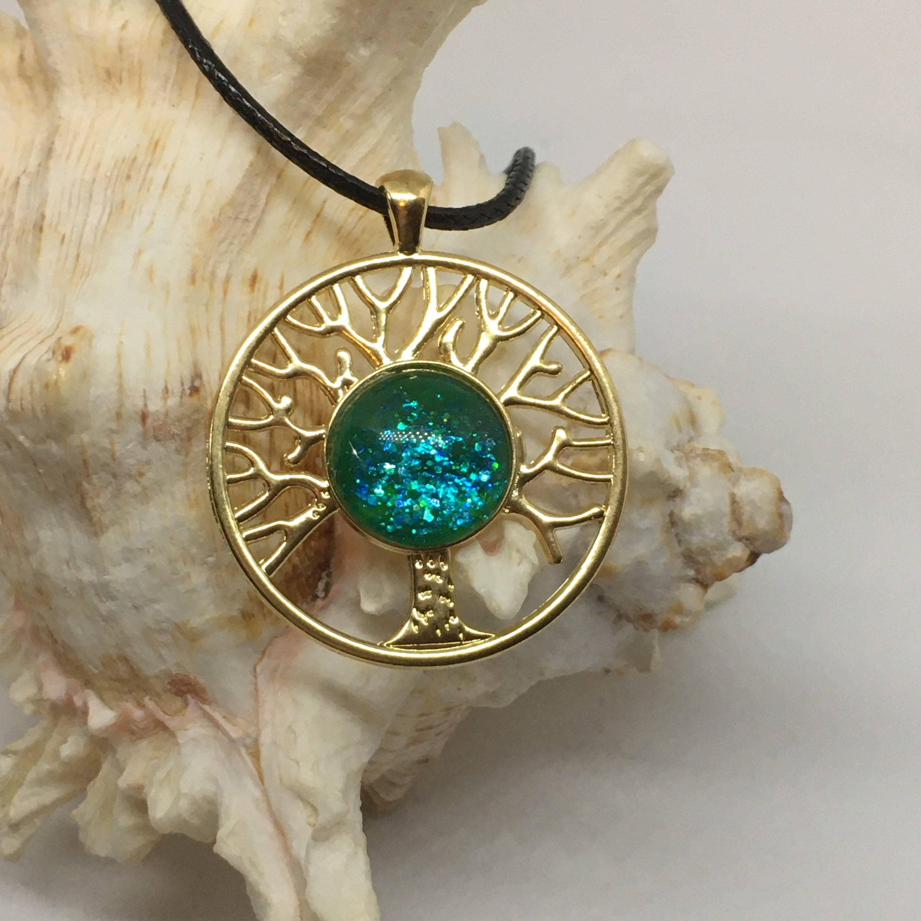 Gold tree of life necklace, gifts for women, for her, green tree of ...