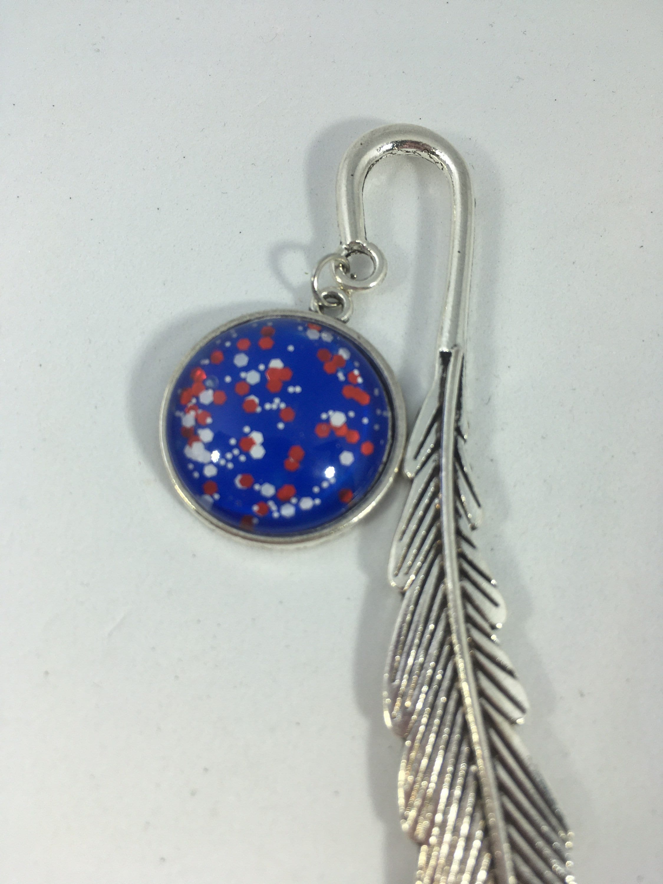 Feather Bookmark Hook Bookmark Handpainted Blue Cabochon - Etsy