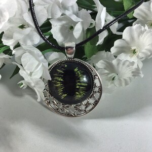 Hand Painted Dragon Eyes, Silver Stars Pendant, Silver Crescent ...