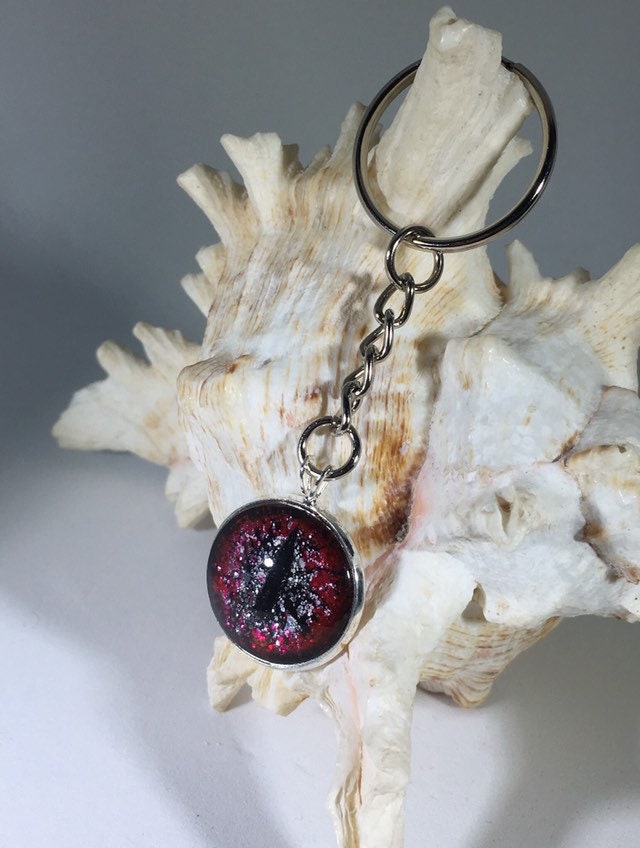 Hand Painted Dragon Eye Keychain Red, Fantasy Key Ring - Etsy