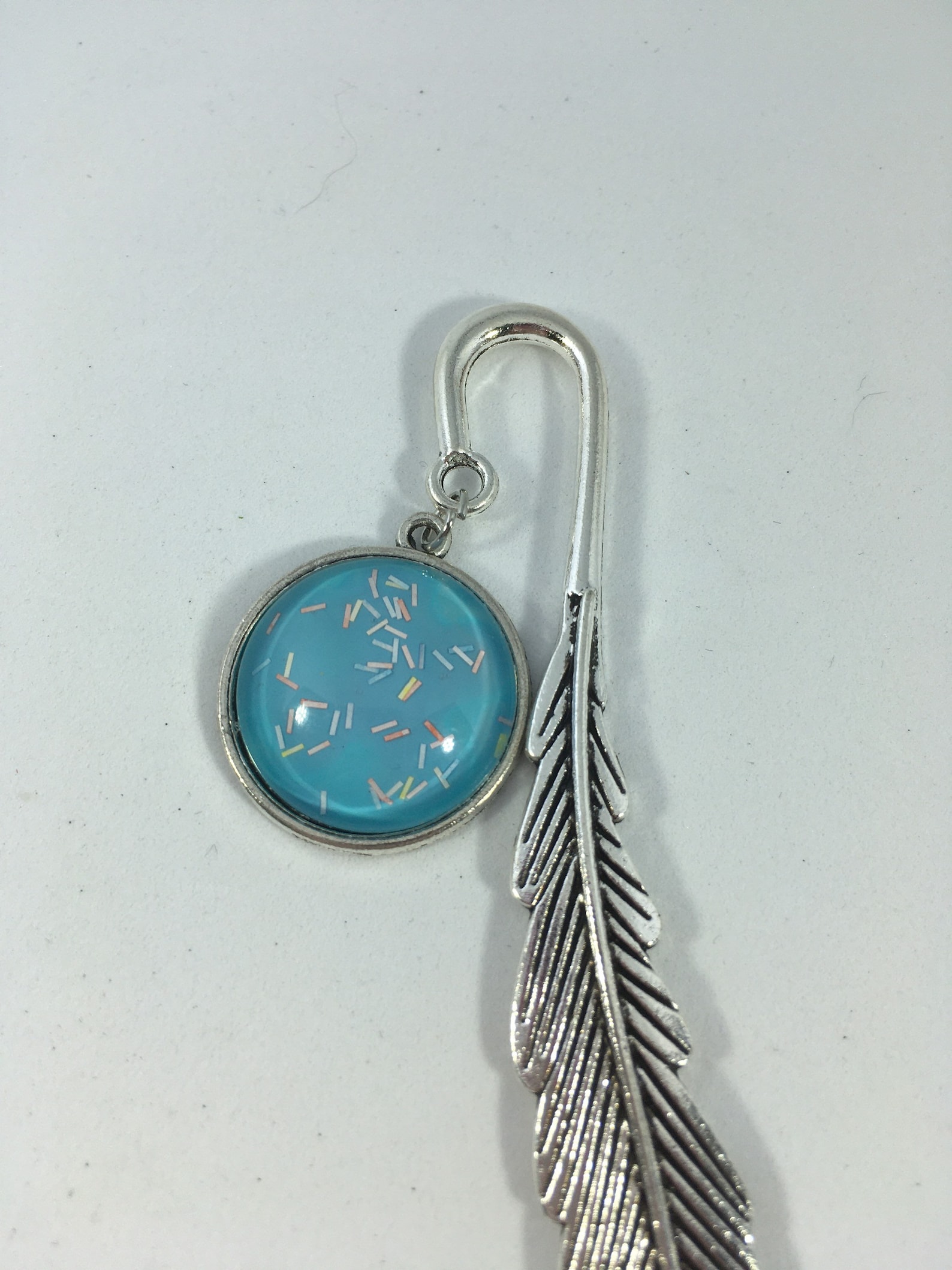 Metal Feather Bookmark Hook Bookmark Blue Cabochon Accent - Etsy UK