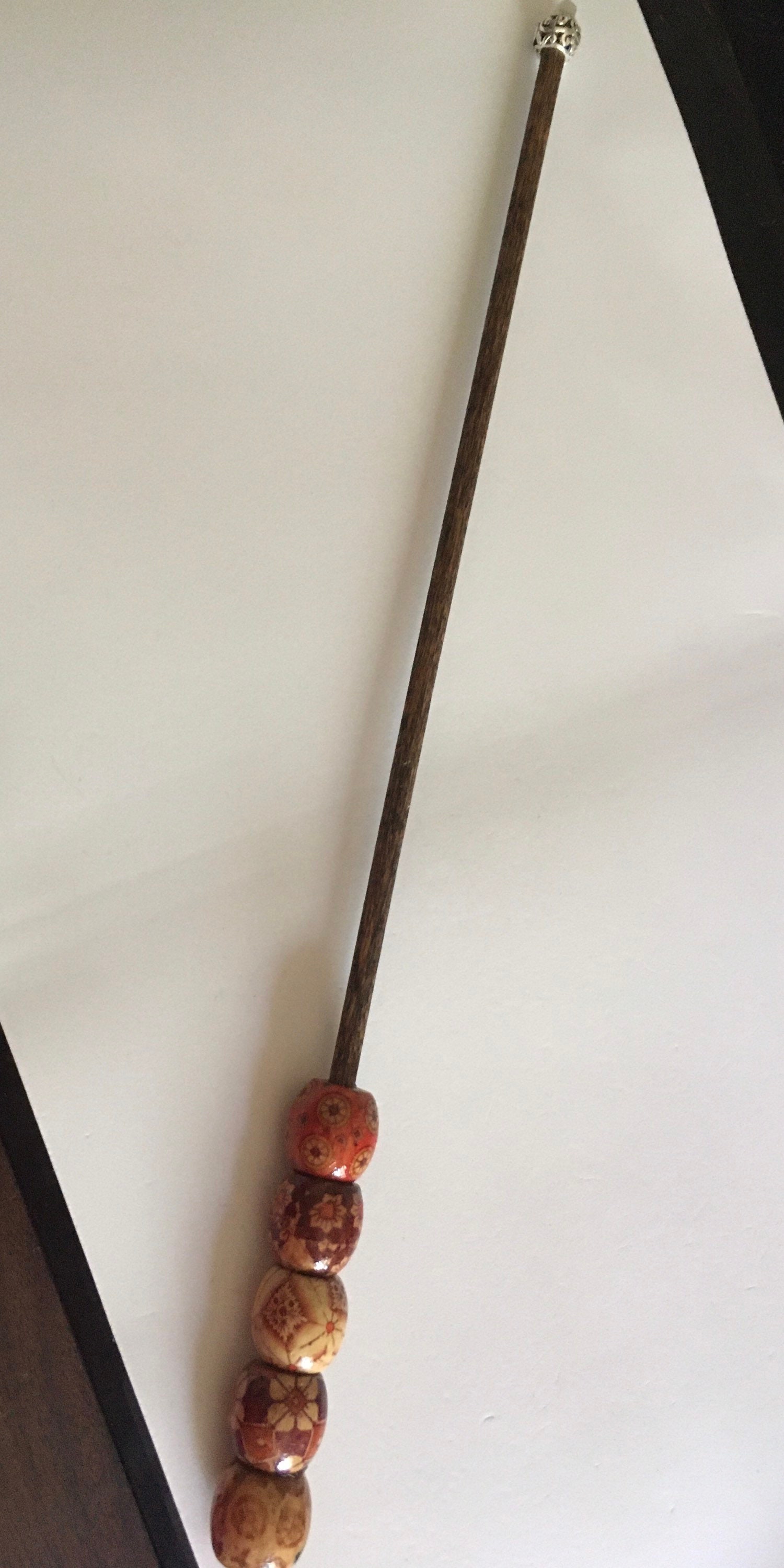 13 Wooden Wand With Crystals and Silver Beaded Tip - Etsy