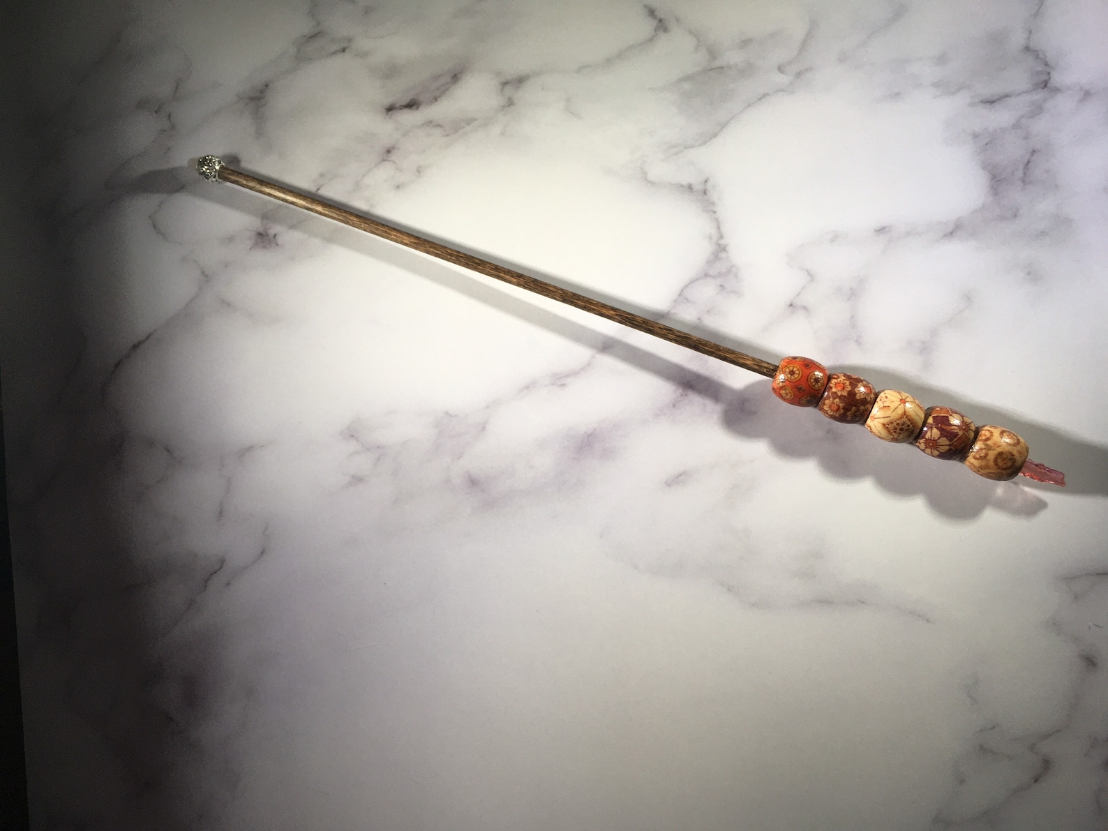 13 Wooden Wand With Crystals and Silver Beaded Tip - Etsy