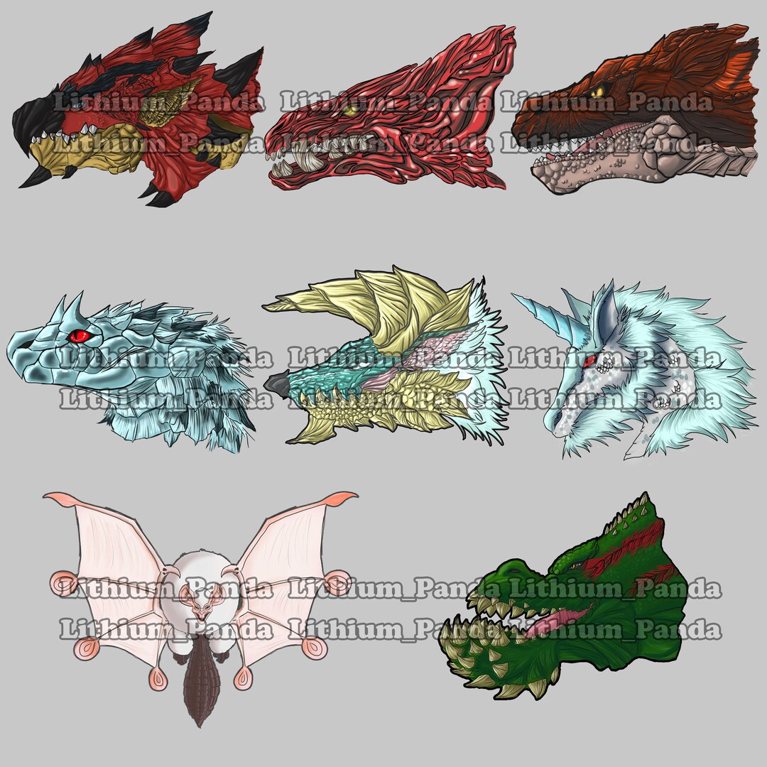 Monster Hunter Monster Head Stickers - Etsy