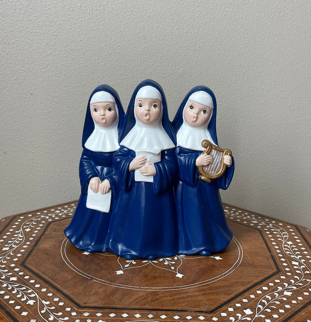 Vintage Ceramic Singing Choir Nuns Figurine Blue - Etsy