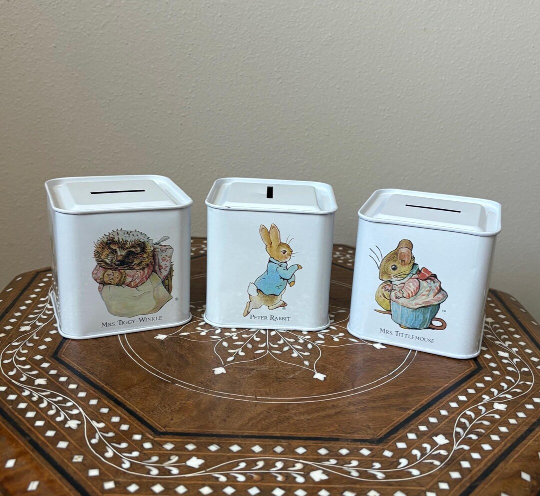 Vintage Hunkydory Beatrix Potter Metal Tin Coin/piggy Bank Peter Rabbit ...