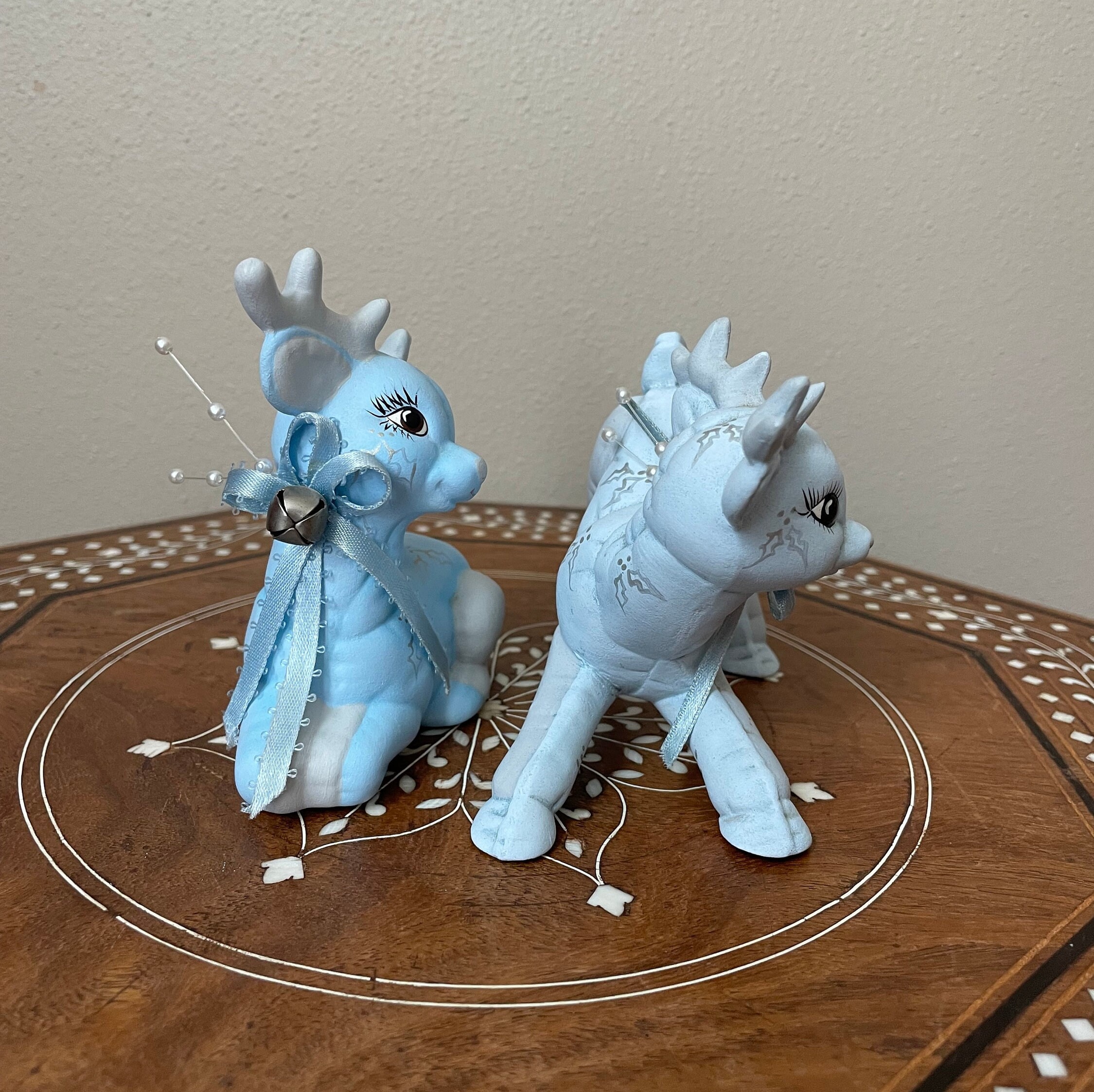 Vintage Kimple Ceramic Mold 2 Blue Quilted Christmas Reindeer - Etsy