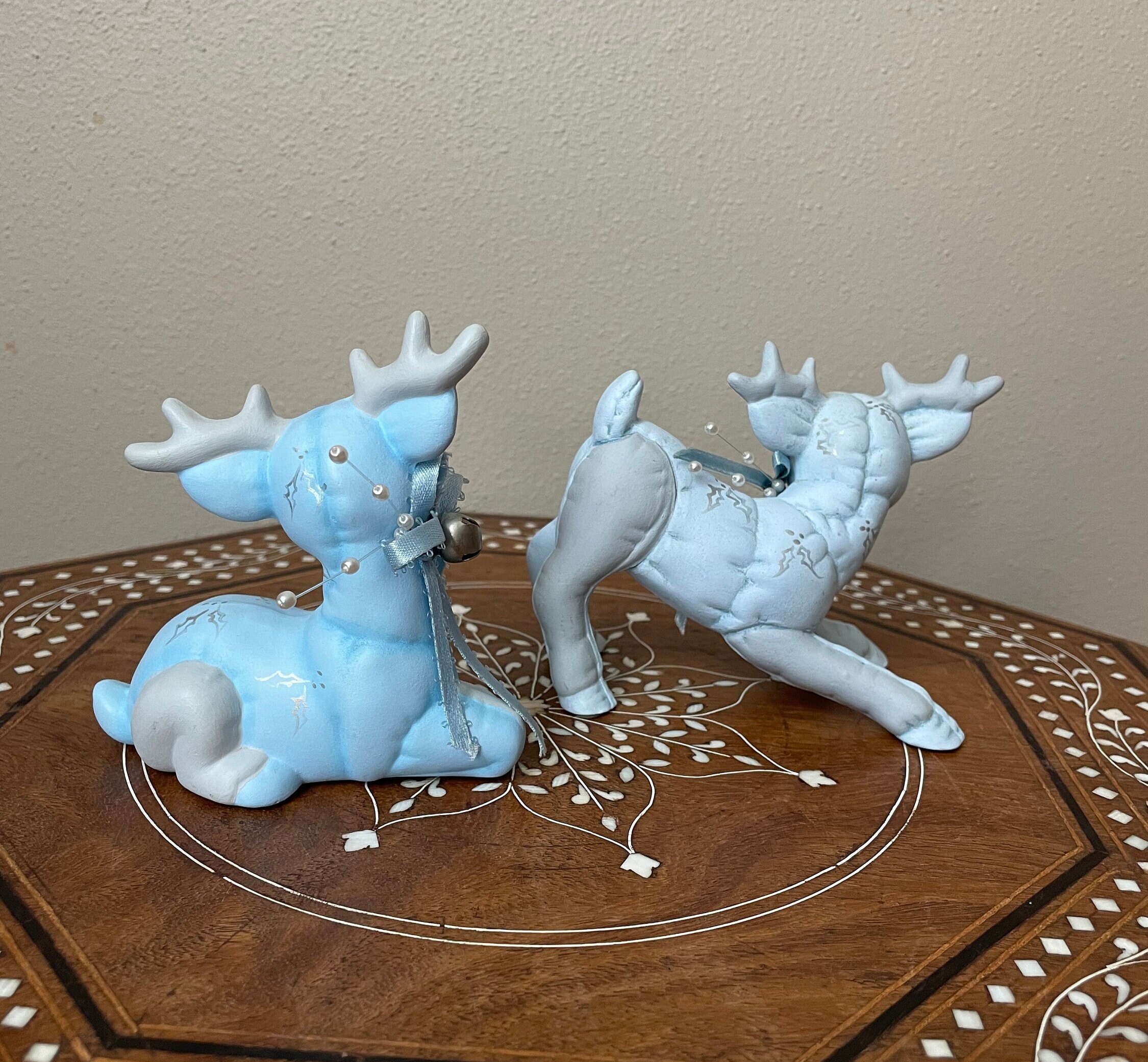 Vintage Kimple Ceramic Mold 2 Blue Quilted Christmas Reindeer - Etsy