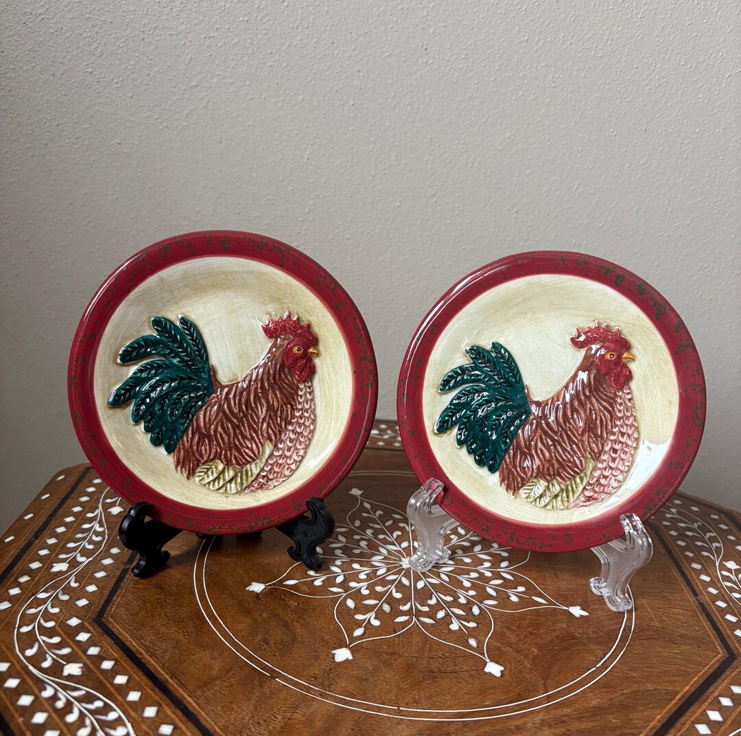 Vintage Pair of Rooster Mini Plates MWW Market - Etsy
