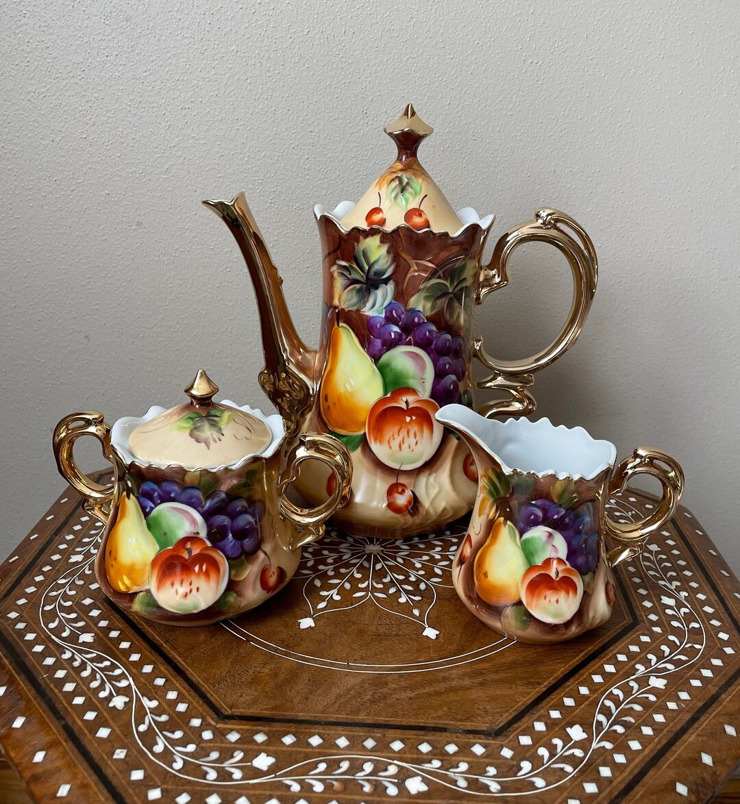 Vintage Lefton Heritage Brown Fruit 3-piece Coffee/tea Set - Etsy