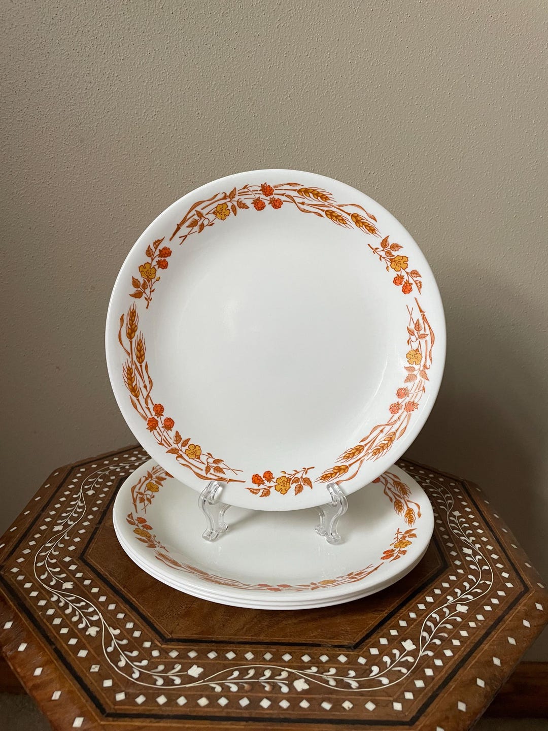 Vintage Corelle ‘harvest Home’ Set of 4 Salad/luncheon Plates - Etsy