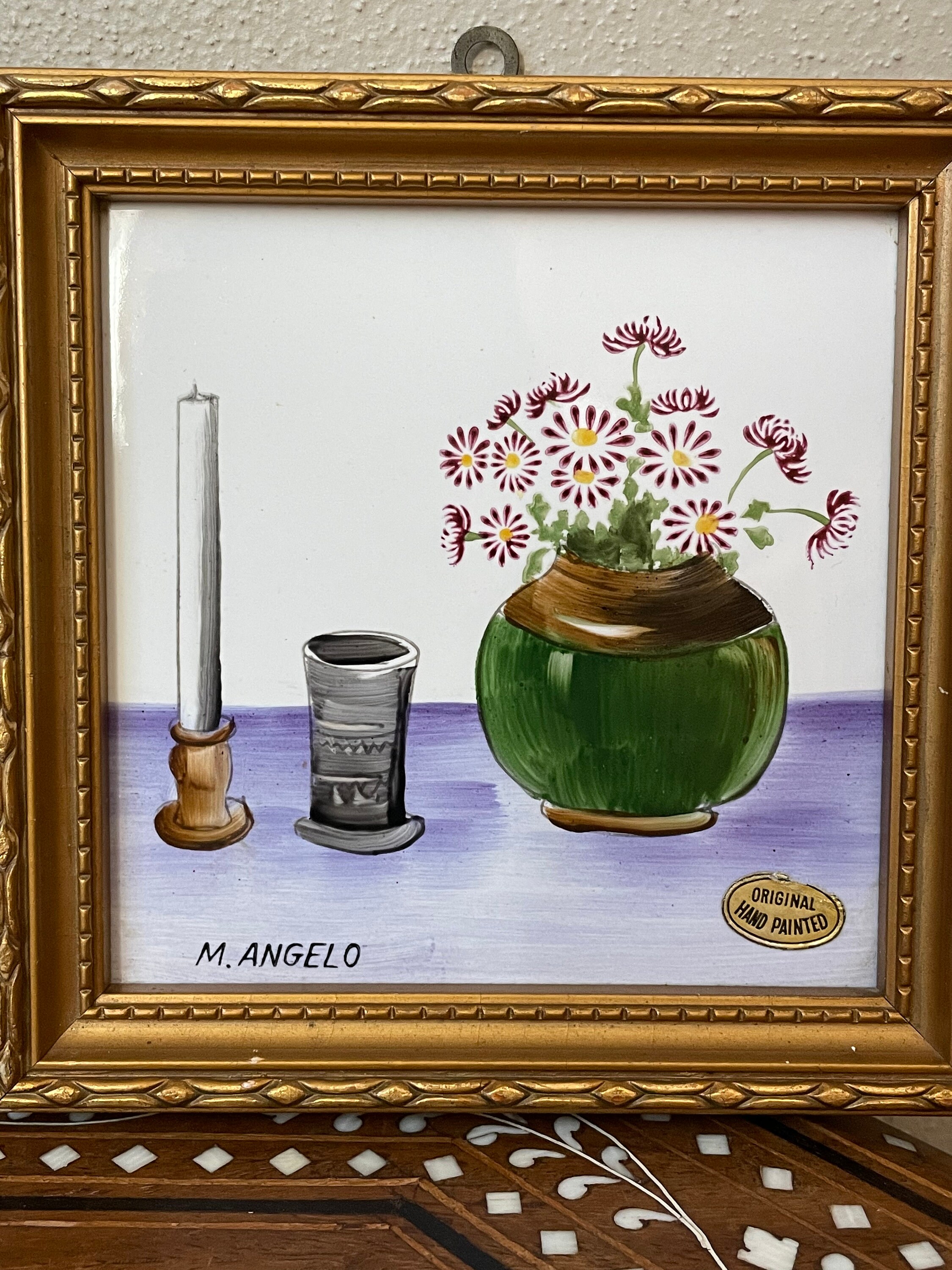 Vintage Japan M. Angelo Hand Painted Framed Tile Set of Two - Etsy