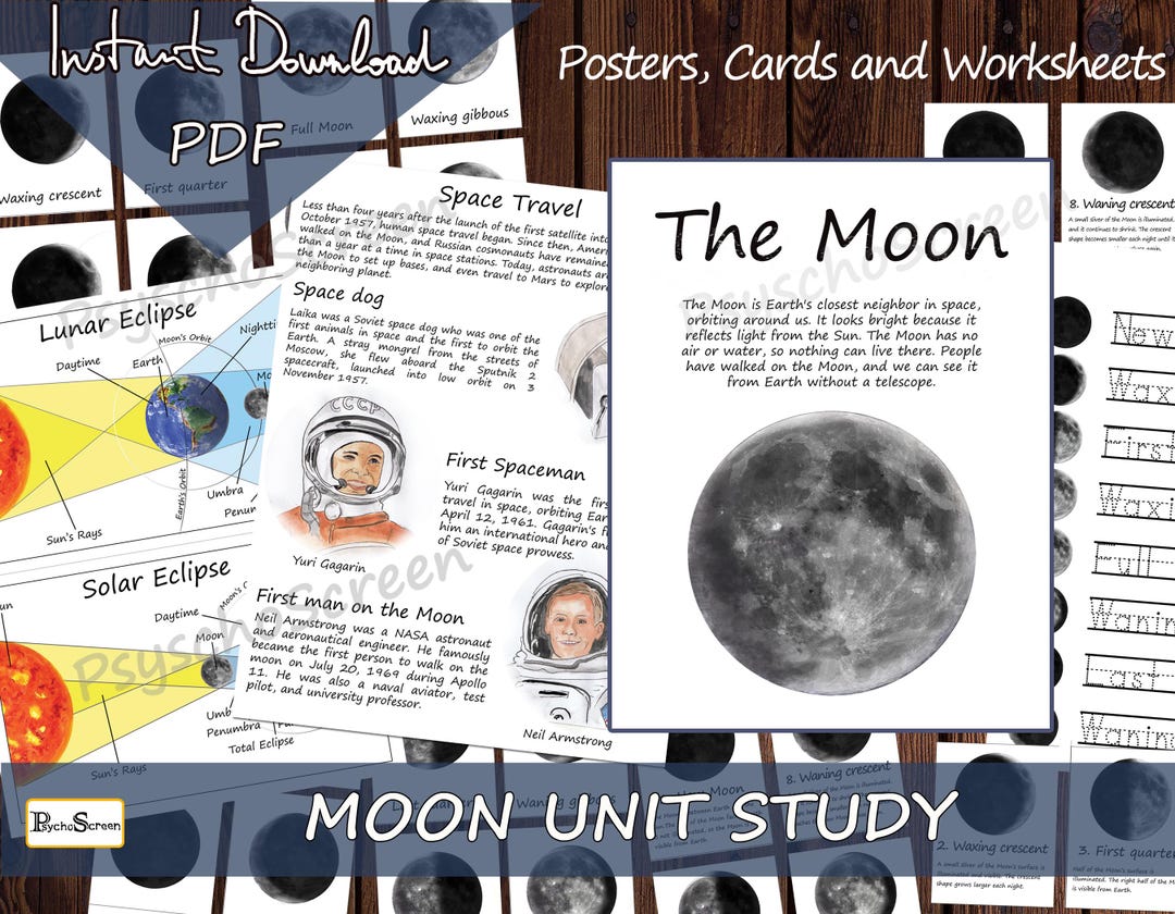 Moon Unit Study: Homeschool Science, Lunar Cycle Activities (PDF ...