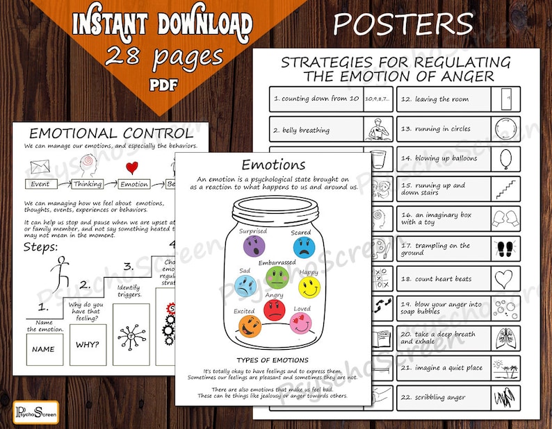 EMOTION Wheel and Unit Study for Kids: Flashcards, Posters, Psychology ...