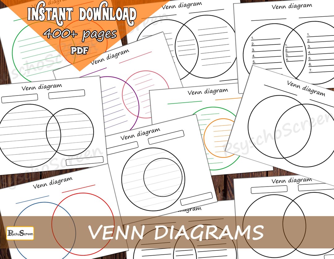Printable Venn Diagram Workbook With 400 Pages - Perfect for Analyzing ...
