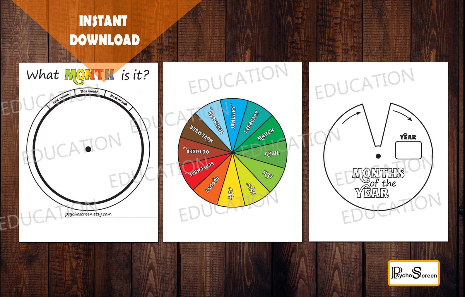 WHEEL of the YEAR Month Circle Game Months Spinner - Etsy